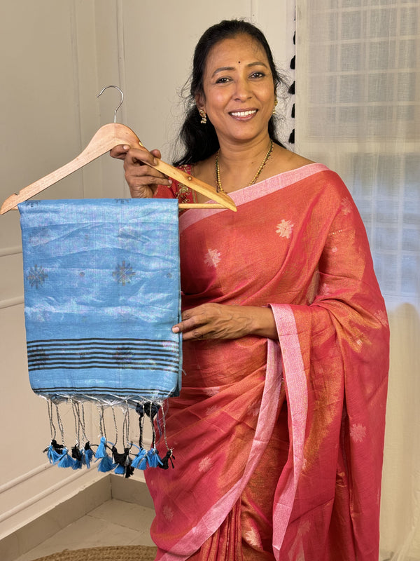 Light Blue Tissue Saree – Manya Clothing