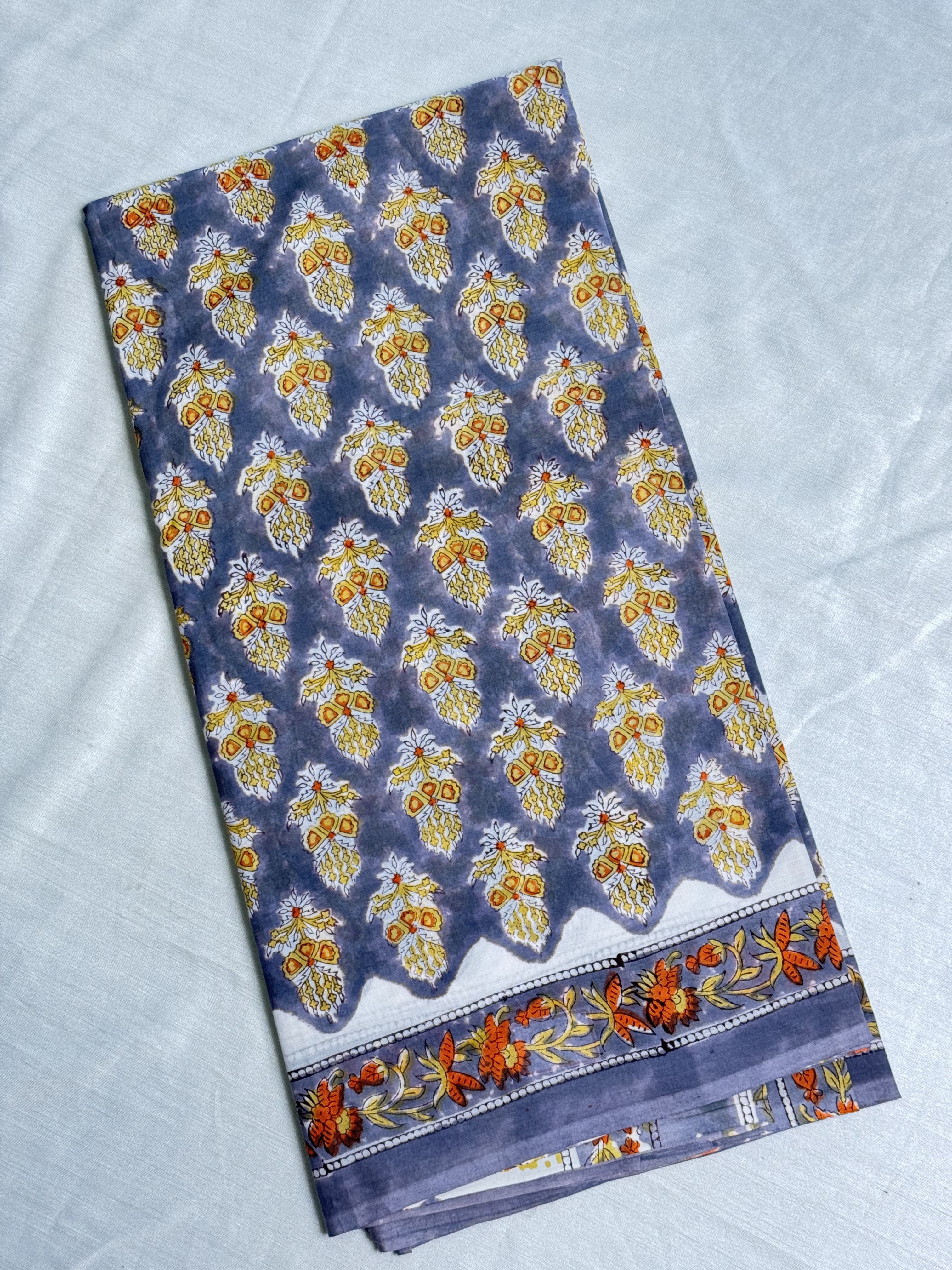 Grey Cotton Saree – Manya Clothing