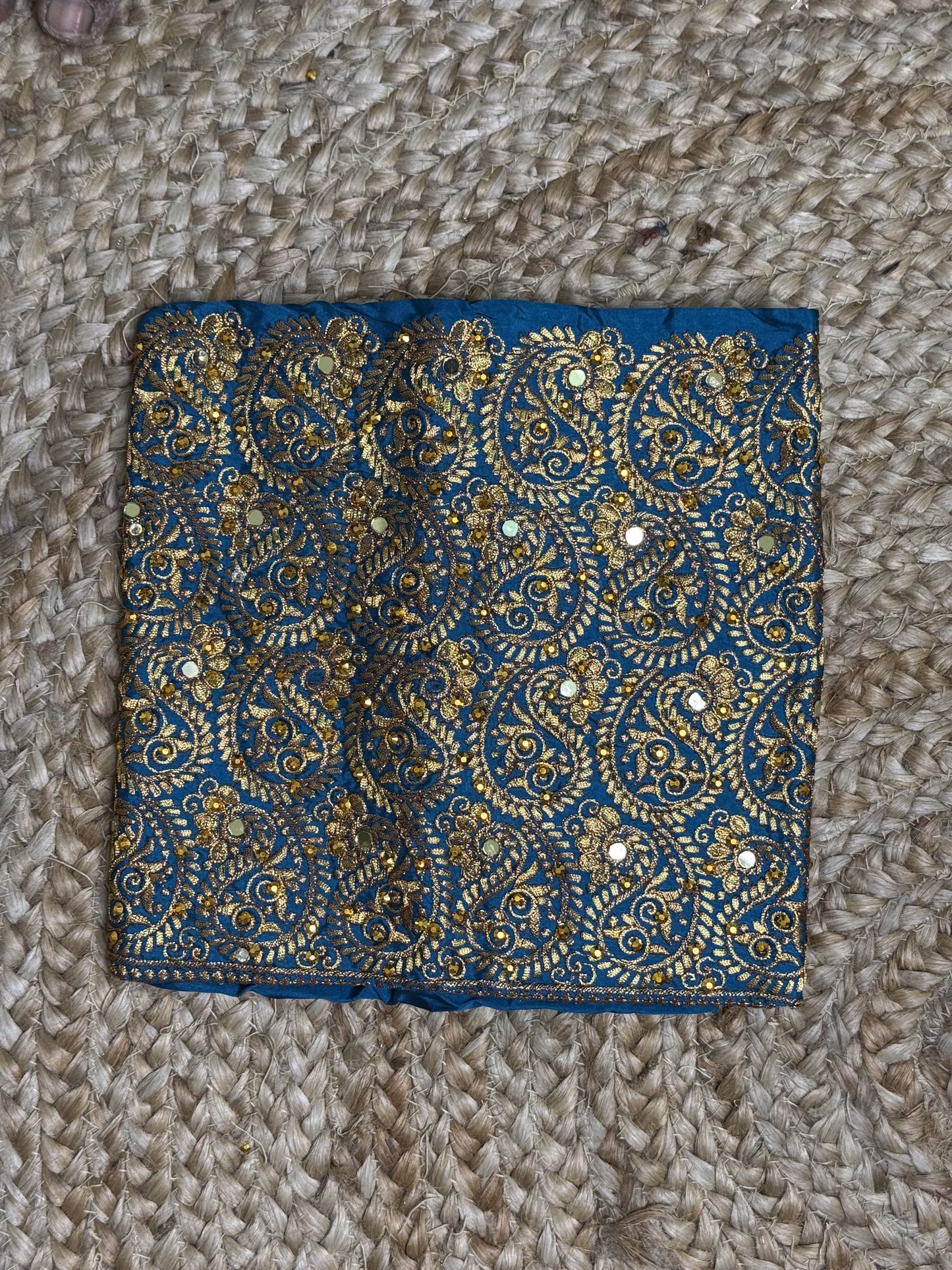 Peacock Blue Machine Work Blouse – Manya Clothing